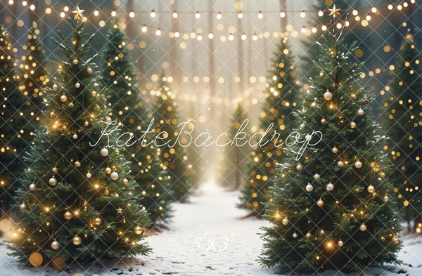 Elegant Festive Winter Christmas Trees Backdrop