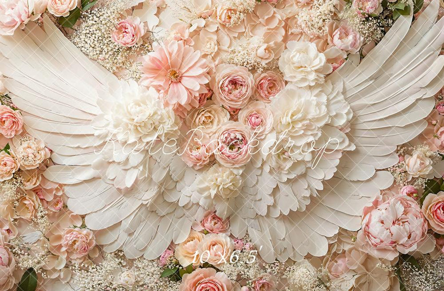 Elegant Angel Wings Floral Backdrop