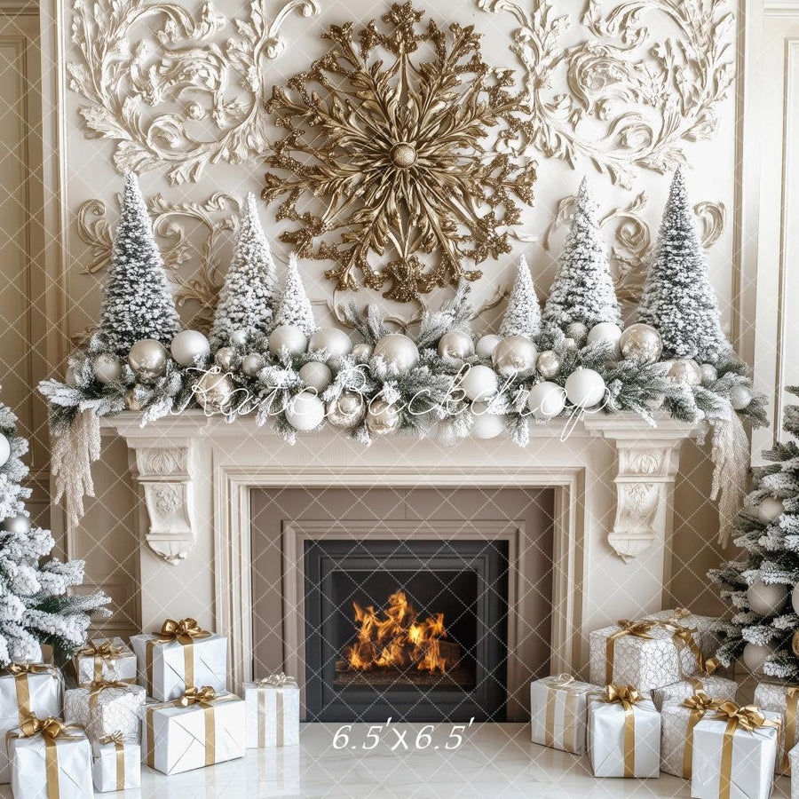 Elegant Winter Holiday Fireplace Scene