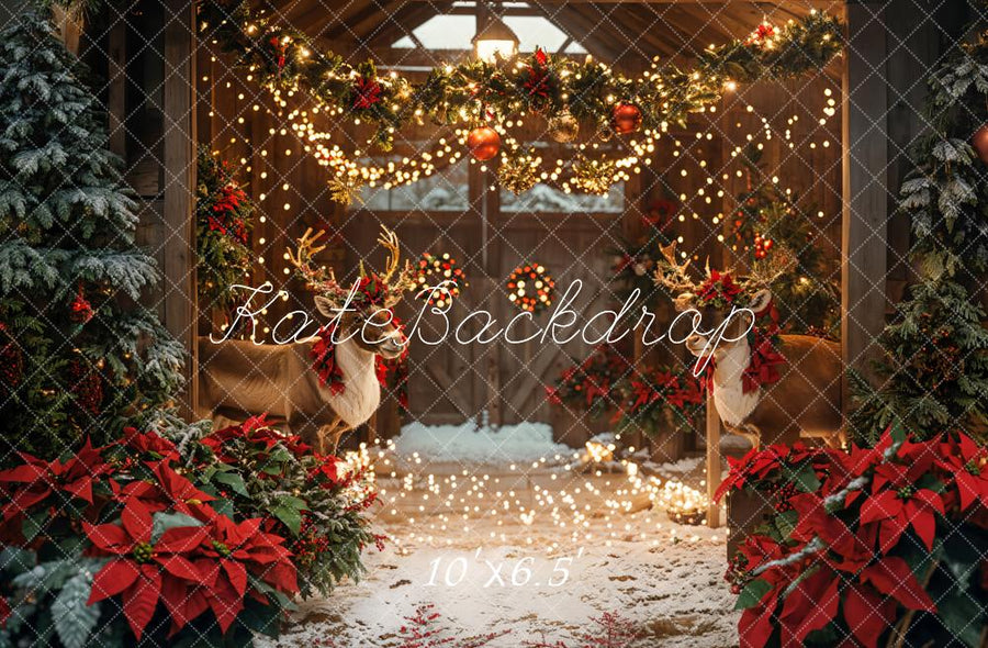 Kate Christmas Barn Elk Led lights Strip Backdrop Designed by Emetselc