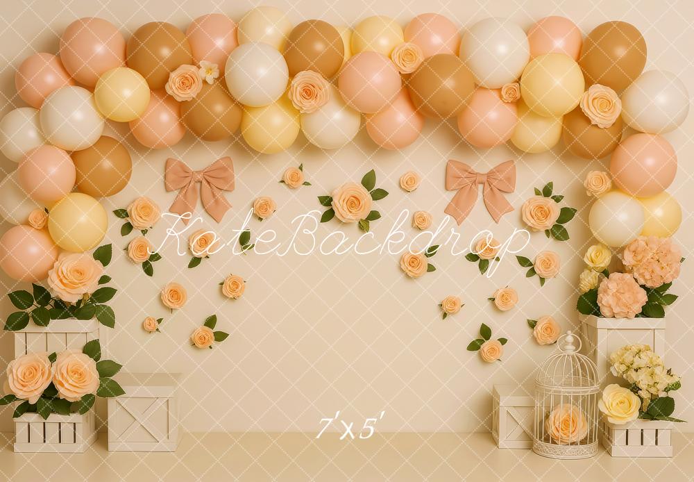 Elegant Peach Balloon Floral Backdrop