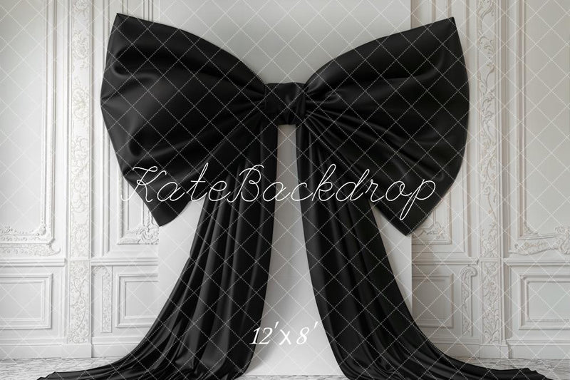 Elegant Black Bow Draped Wall Backdrop