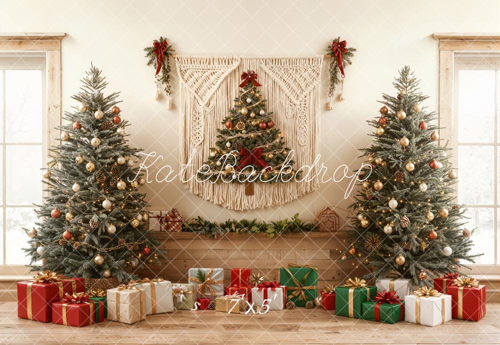 Kate Christmas Trees Boho Macrame Gifts Window Backdrop Designed by Em