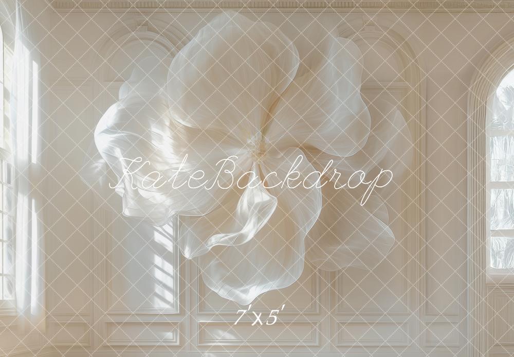 Elegant Ivory Floral Sheer Backdrop