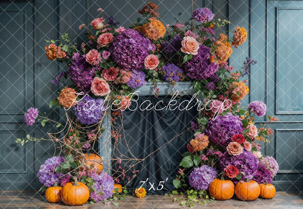 Autumn Elegance Floral Pumpkin Backdrop