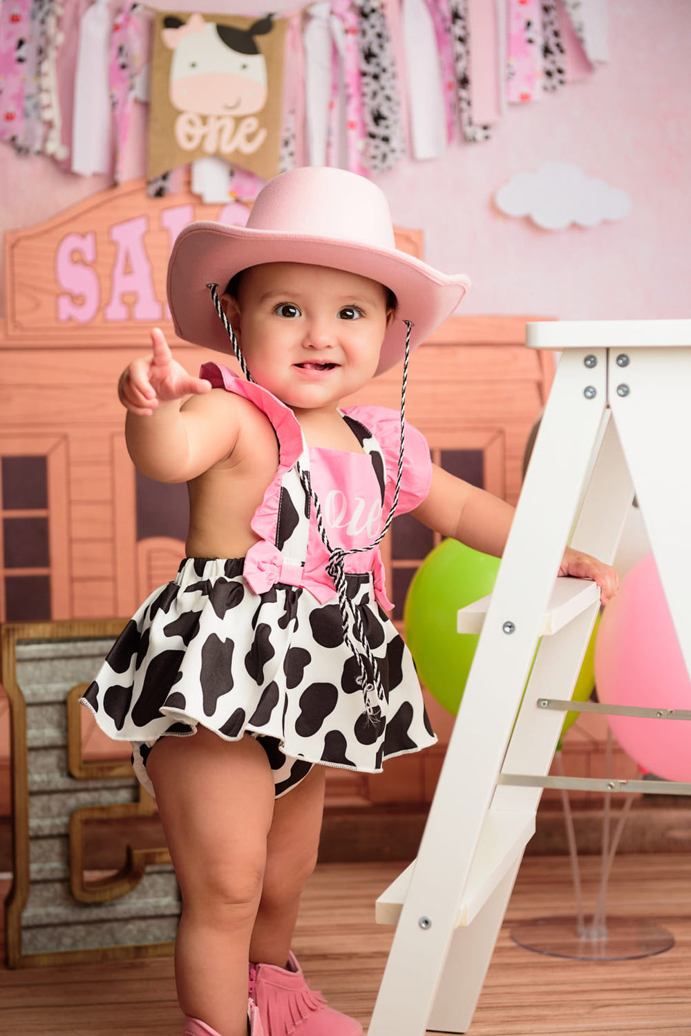 Kate White Wooden Foldable Ladder - Baby Photography Props