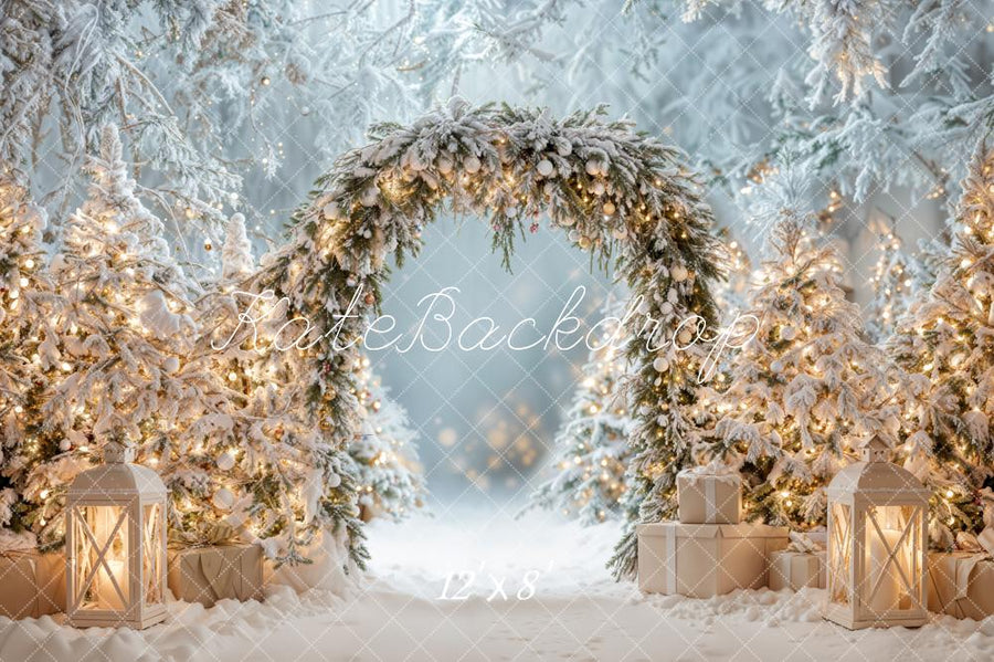 Kate Winter Snow Backdrop with Snow White Christmas Tree Scene