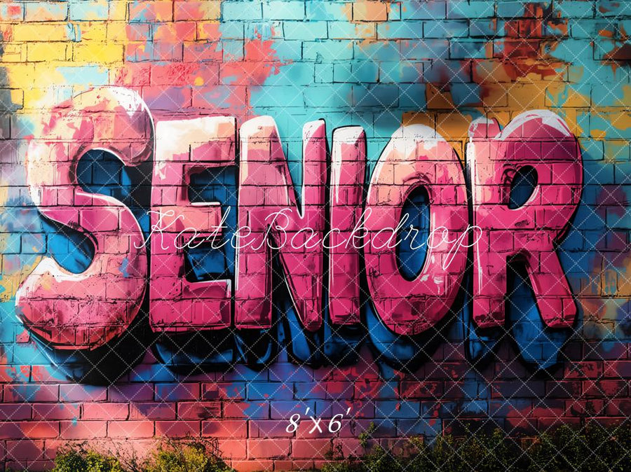 Vibrant Urban Graffiti Senior Backdrop
