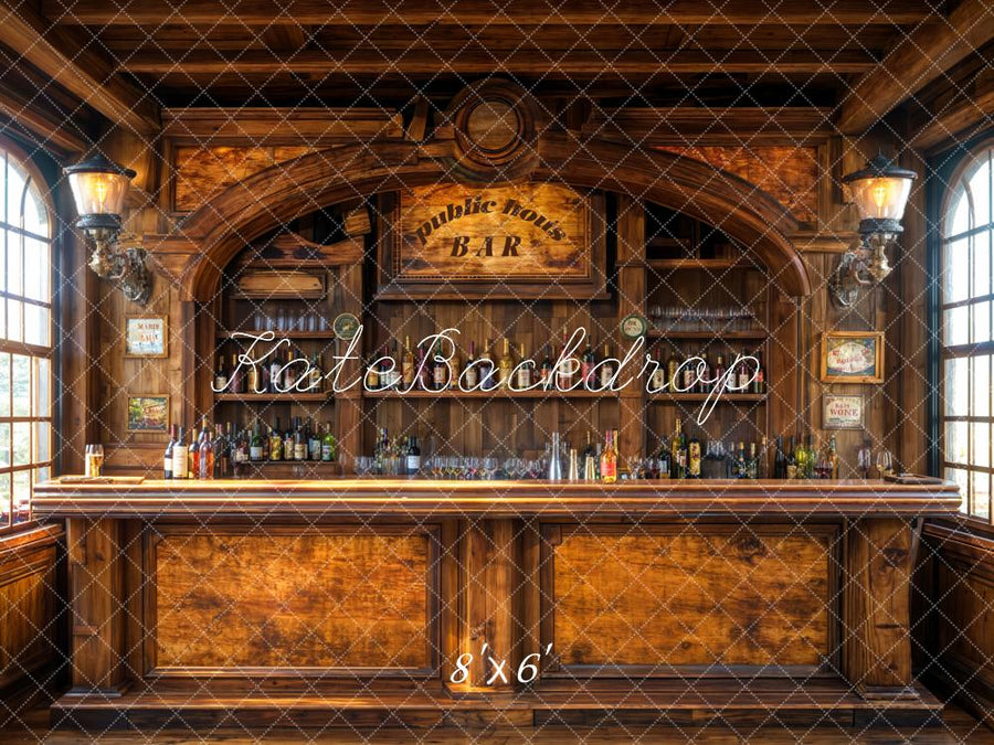 Vintage Rustic Pub Bar Interior Backdrop