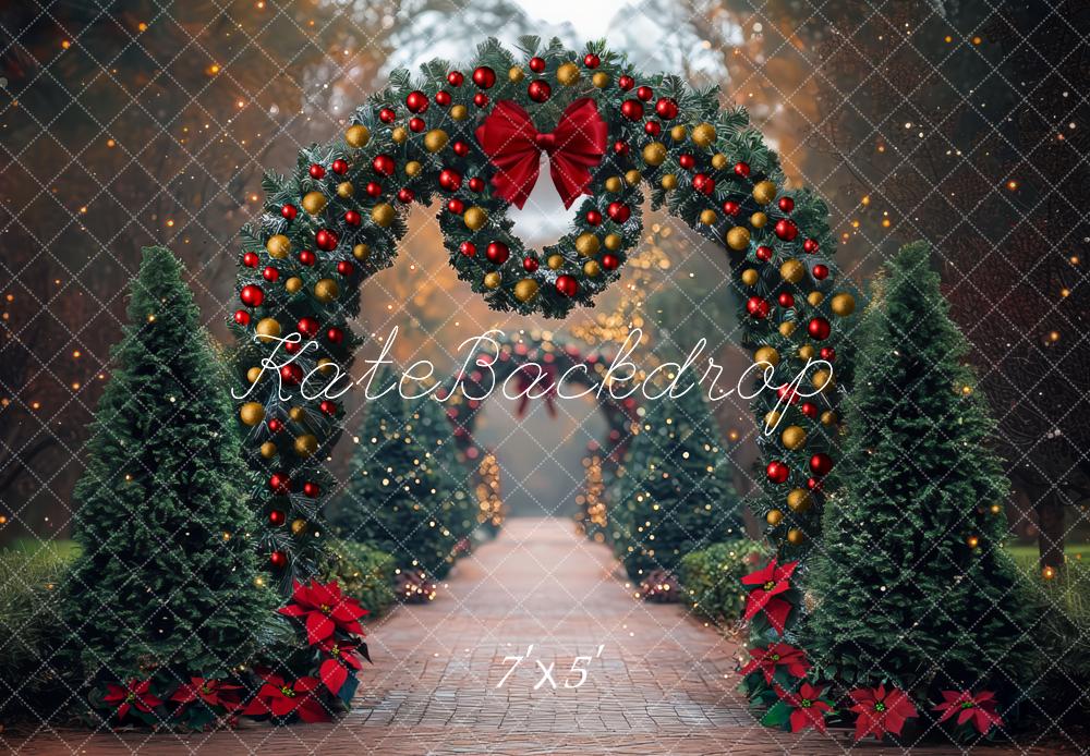 Kate Christmas Garland Arch Trees Pathway Backdrop Designed by Mini Ma