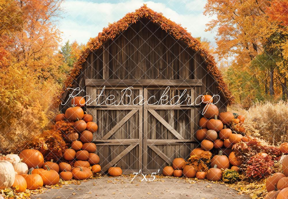 Rustic Autumn Pumpkin Barn Backdrop