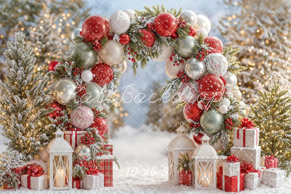 Lightning Deal Kate Christmas Balloon Arch Snow Gifts Backdrop Designe
