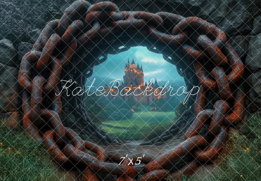 Rustic Chain Portal Castle View Backdrop