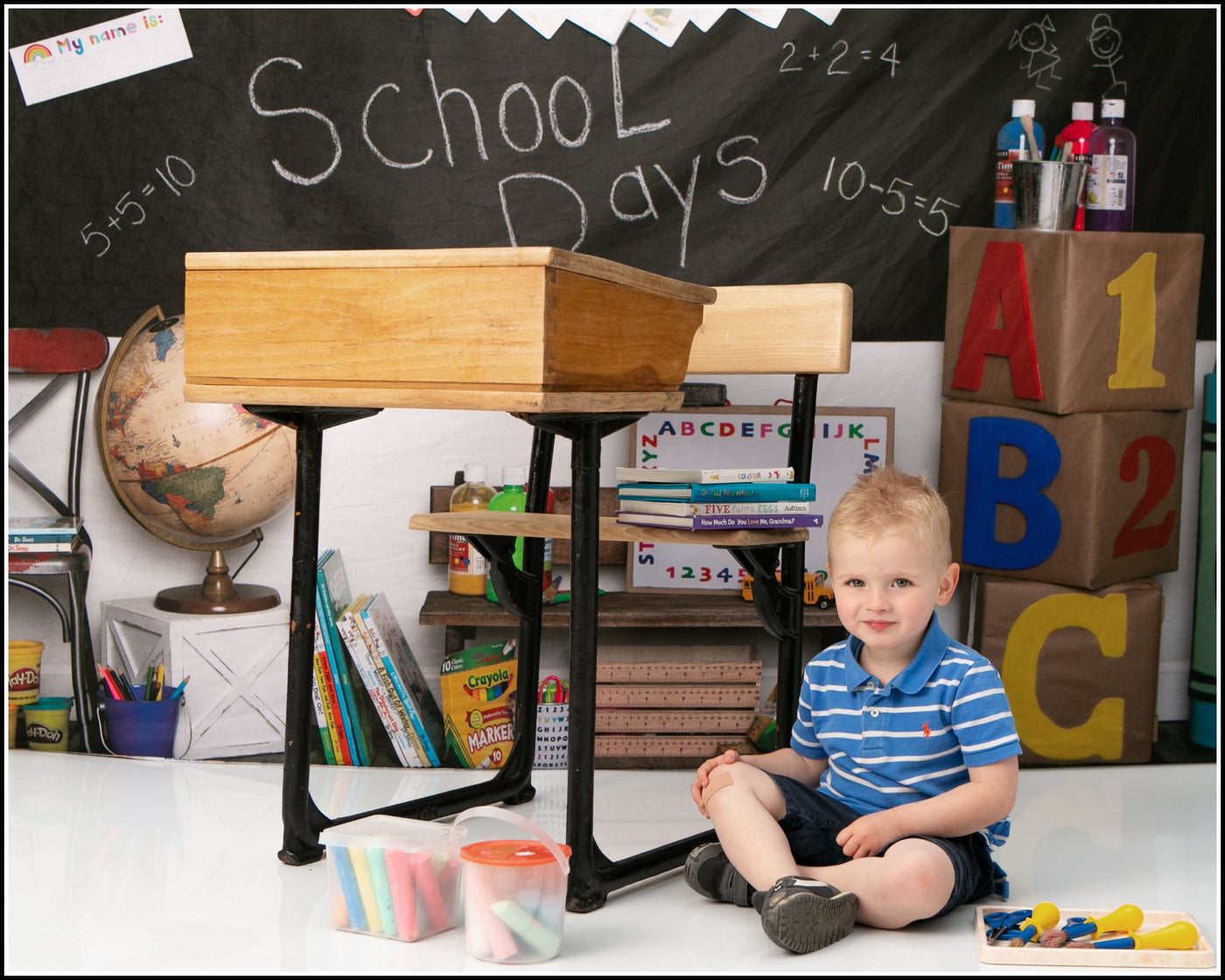 Vintage Classroom Chalkboard Backdrop Scene