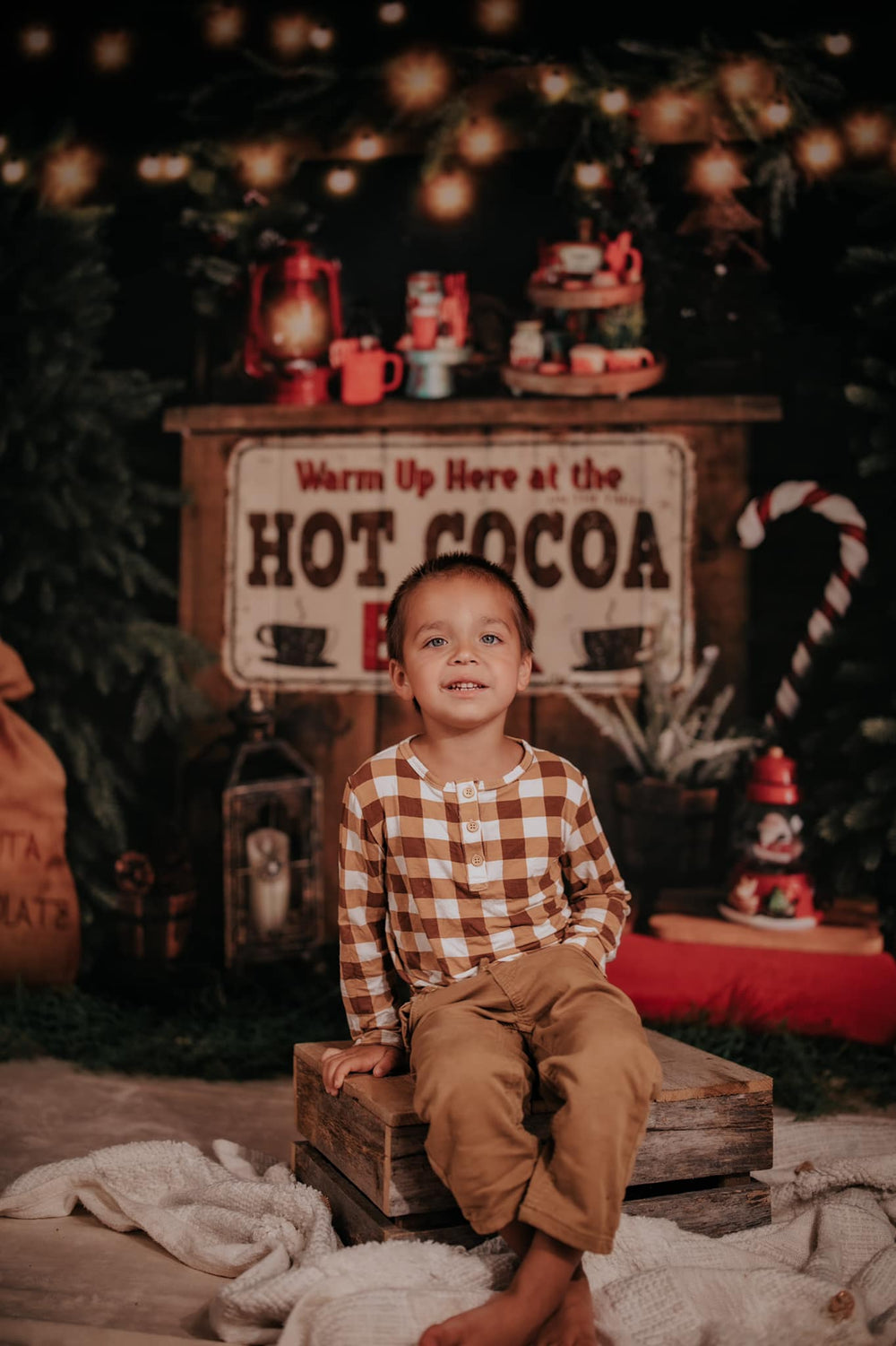 Rustic Hot Cocoa Bar Winter Backdrop