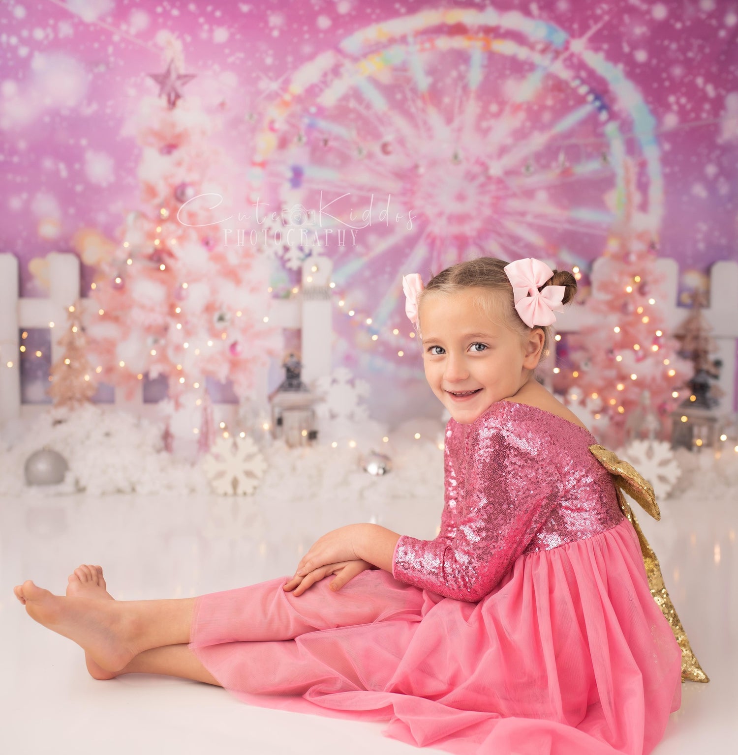 Pastel Pink Christmas Fantasy Backdrop