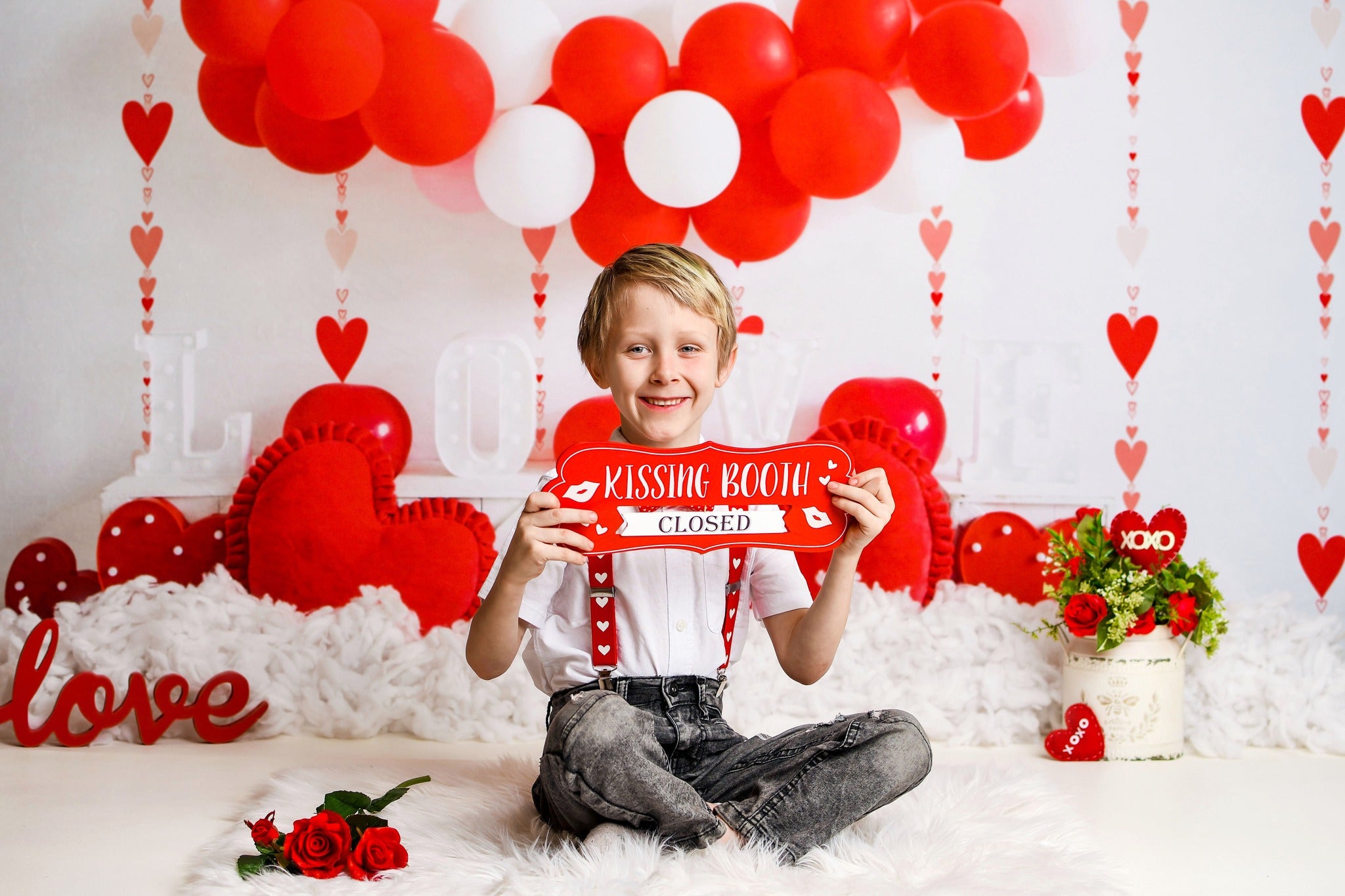 Kate Valentine's Day Backdrop Balloons Love Heart for Photography
