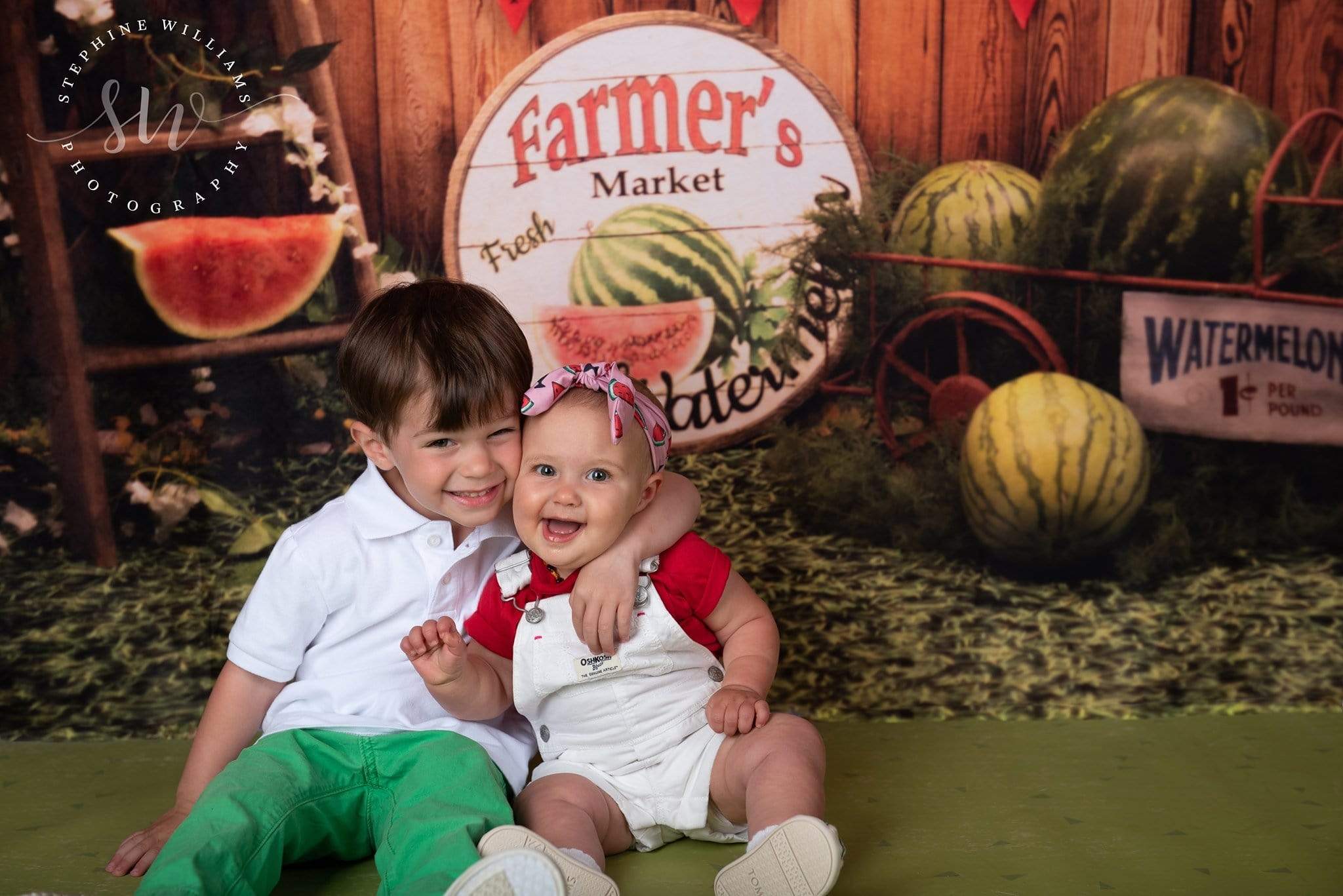 Kate Sunset Fence With Watermelons Children Backdrop for Photography D
