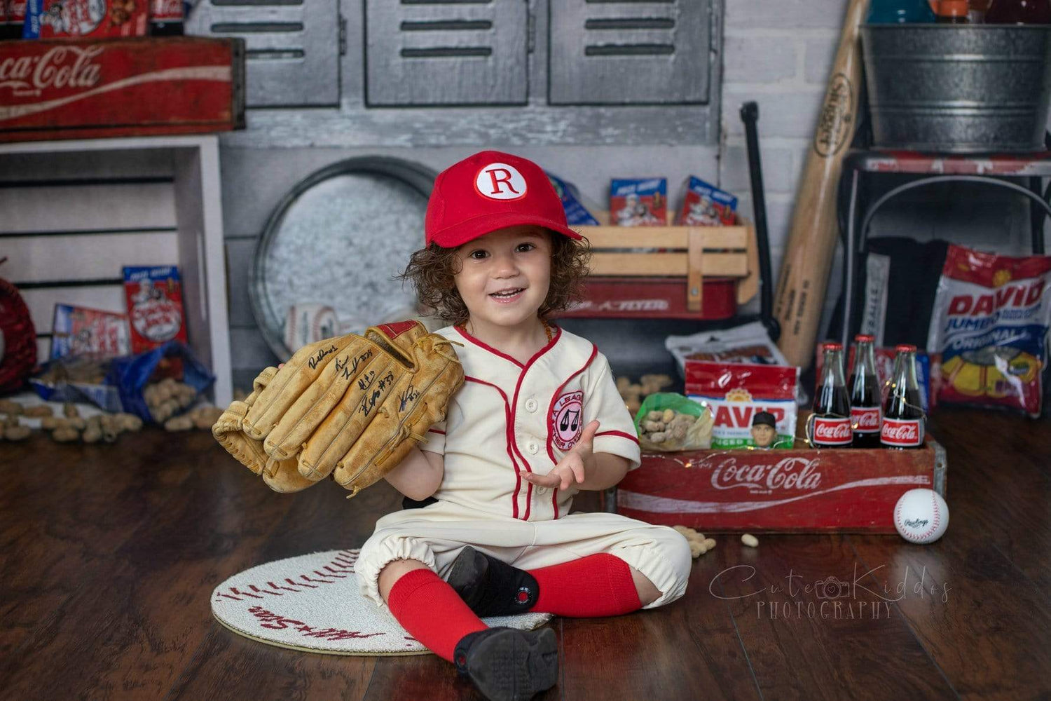 Vintage Sports Memorabilia Locker Backdrop