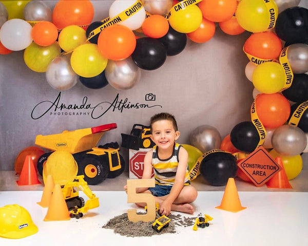 Kids Construction Theme Party Backdrop