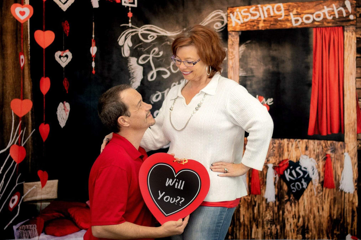 Rustic Romantic Love Kissing Booth Backdrop