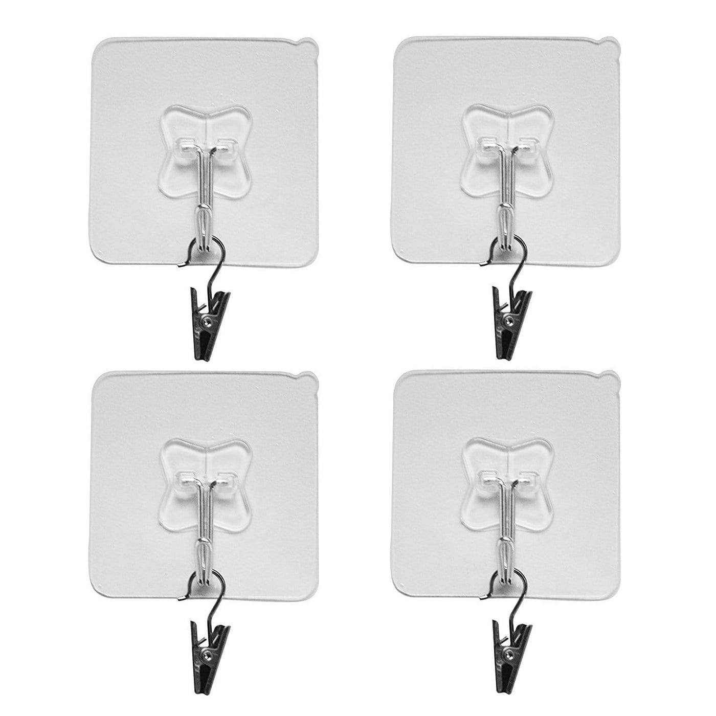 Clear Adhesive Wall Hook with Metal Clip