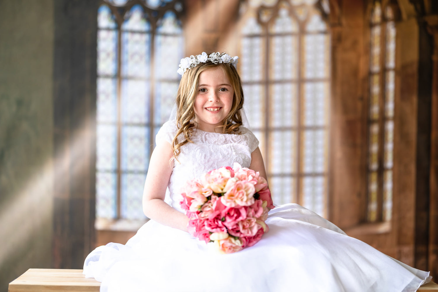 Golden Gothic Cathedral Sunbeam Backdrop