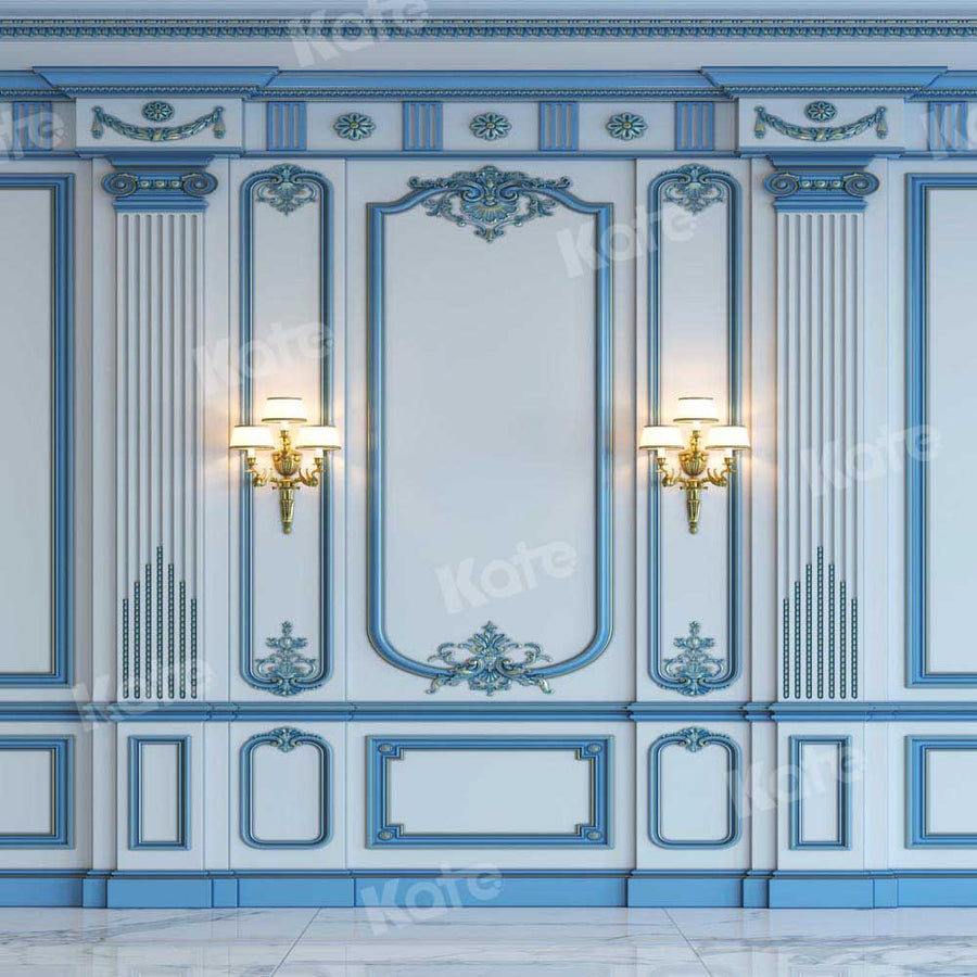 Elegant Blue Victorian Wall Backdrop
