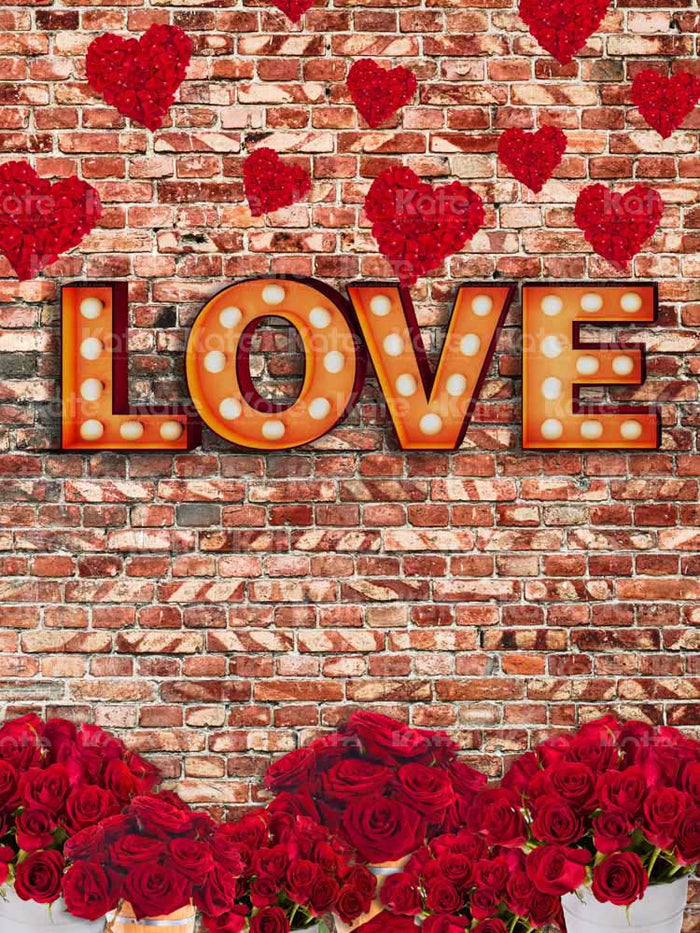Romantic Vintage Brick Wall Love Backdrop