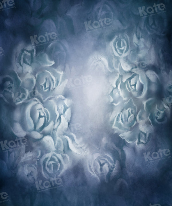 Ethereal Blue Floral Dream Backdrop