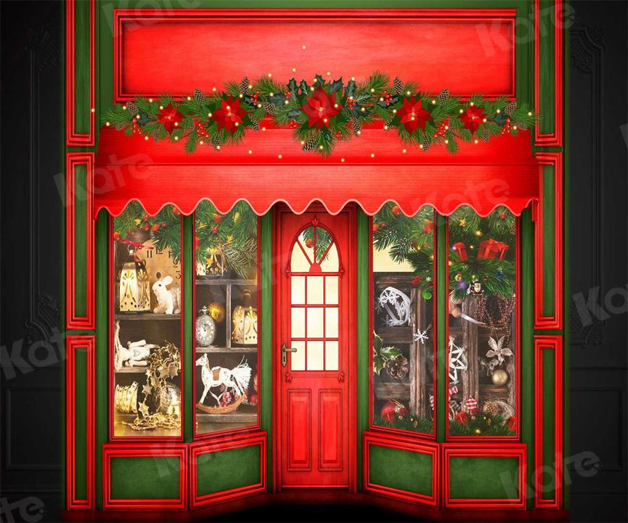 Festive Holiday Shopfront Backdrop Scene