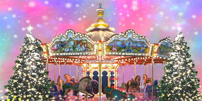 Christmas Carousel Magical Lights Backdrop