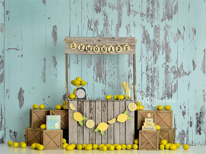 Kate Lemonade Stand with Blue Backdrop for Photography
