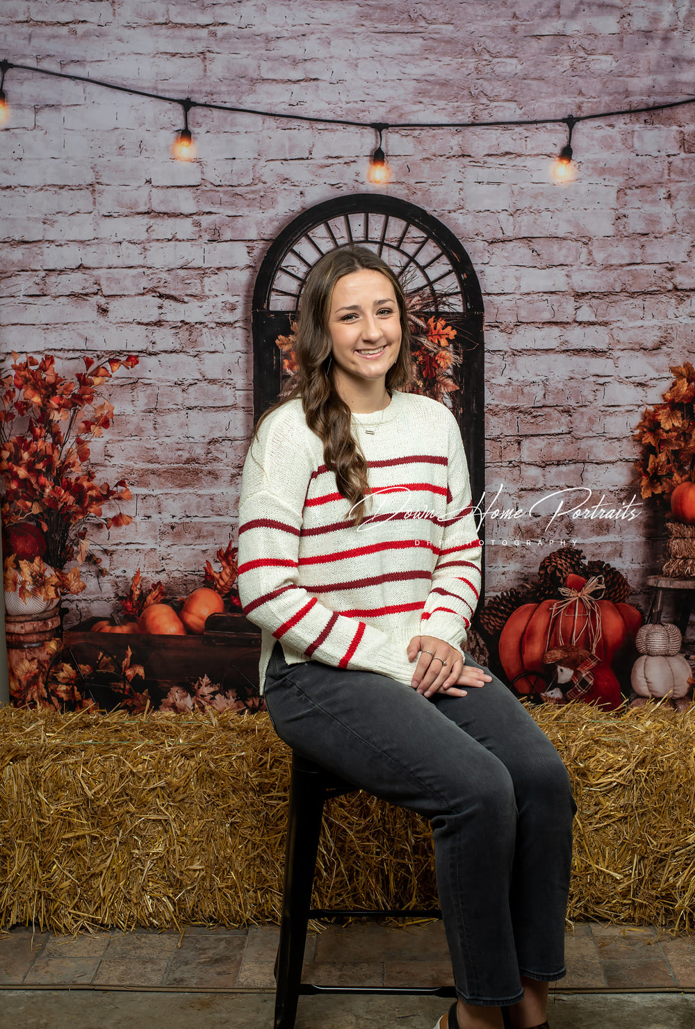 Kate Fall Door Pumpkin Backdrop leaves Lamp for Photography