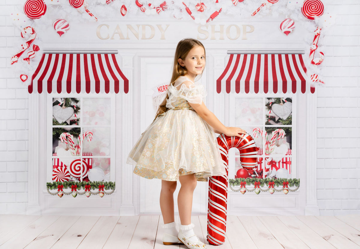 Festive Christmas Candy Shop Backdrop