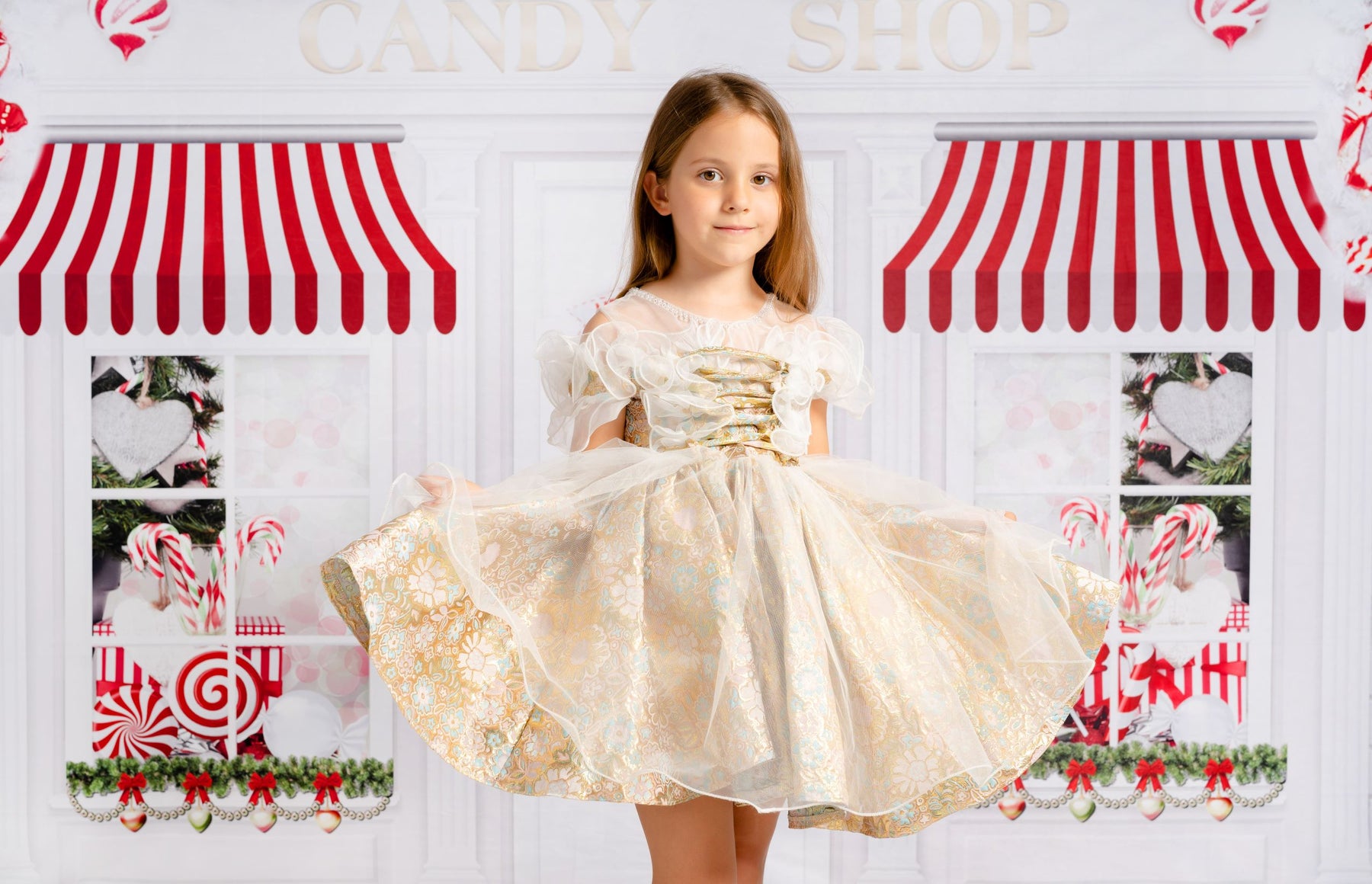 Festive Christmas Candy Shop Backdrop