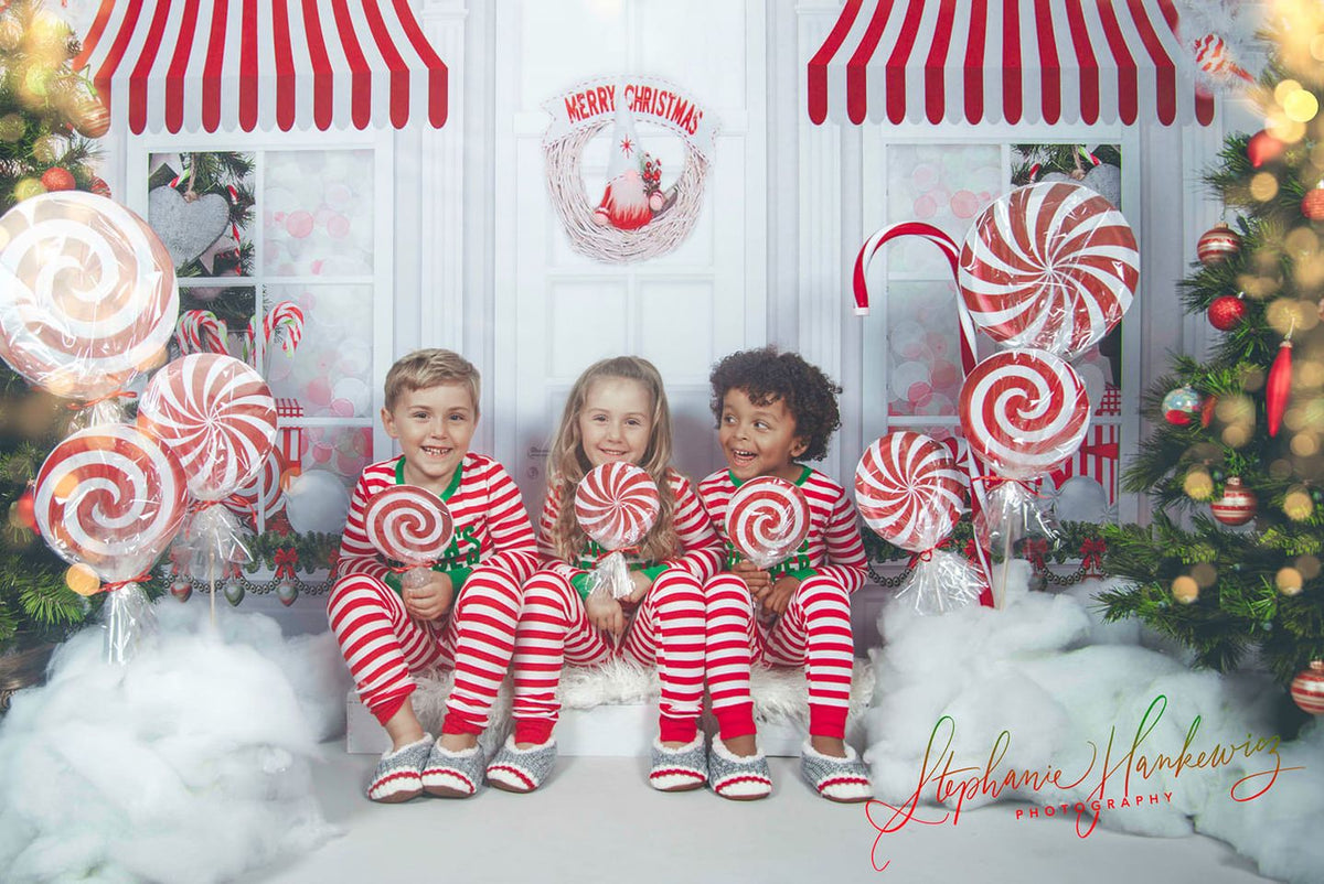 Festive Christmas Candy Shop Backdrop