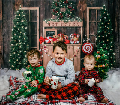Kate Christmas Tree Backdrop Winter Hot Cocoa for Photography
