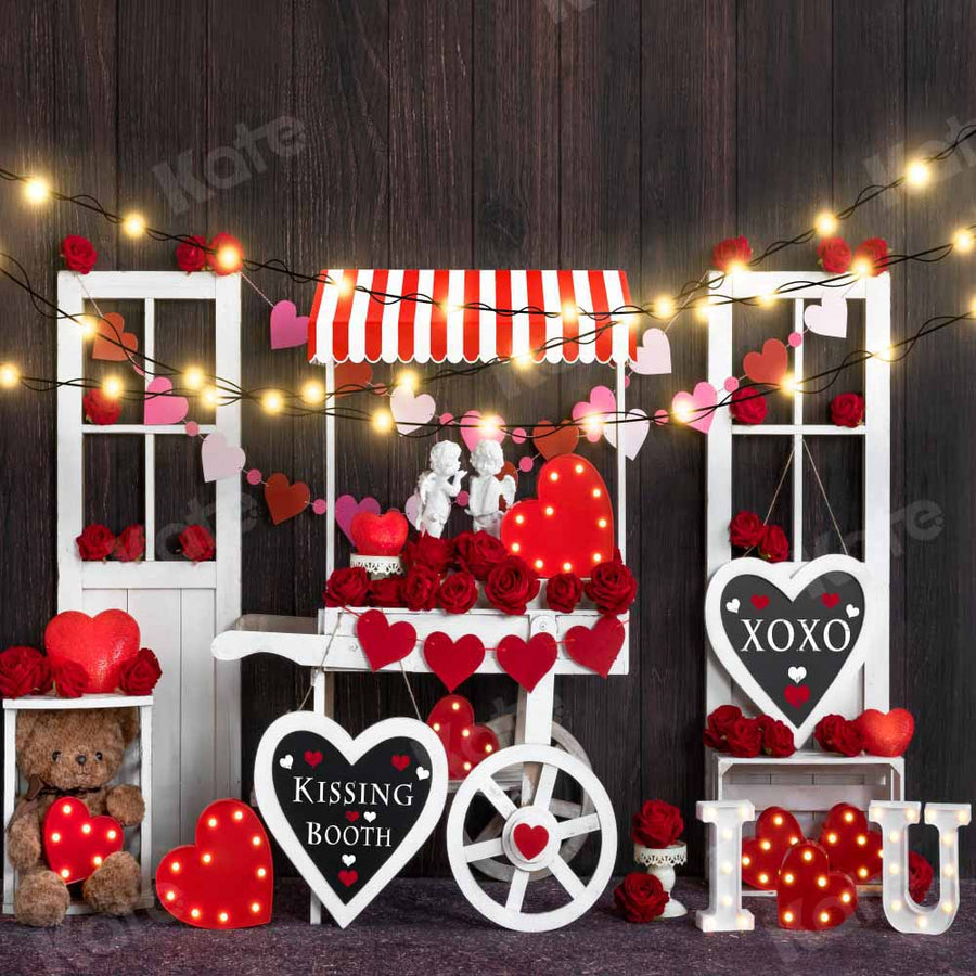 Romantic Heart Kissing Booth Backdrop