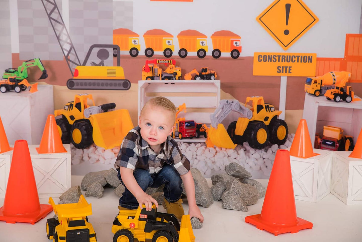Kids Construction Toy Scene Backdrop
