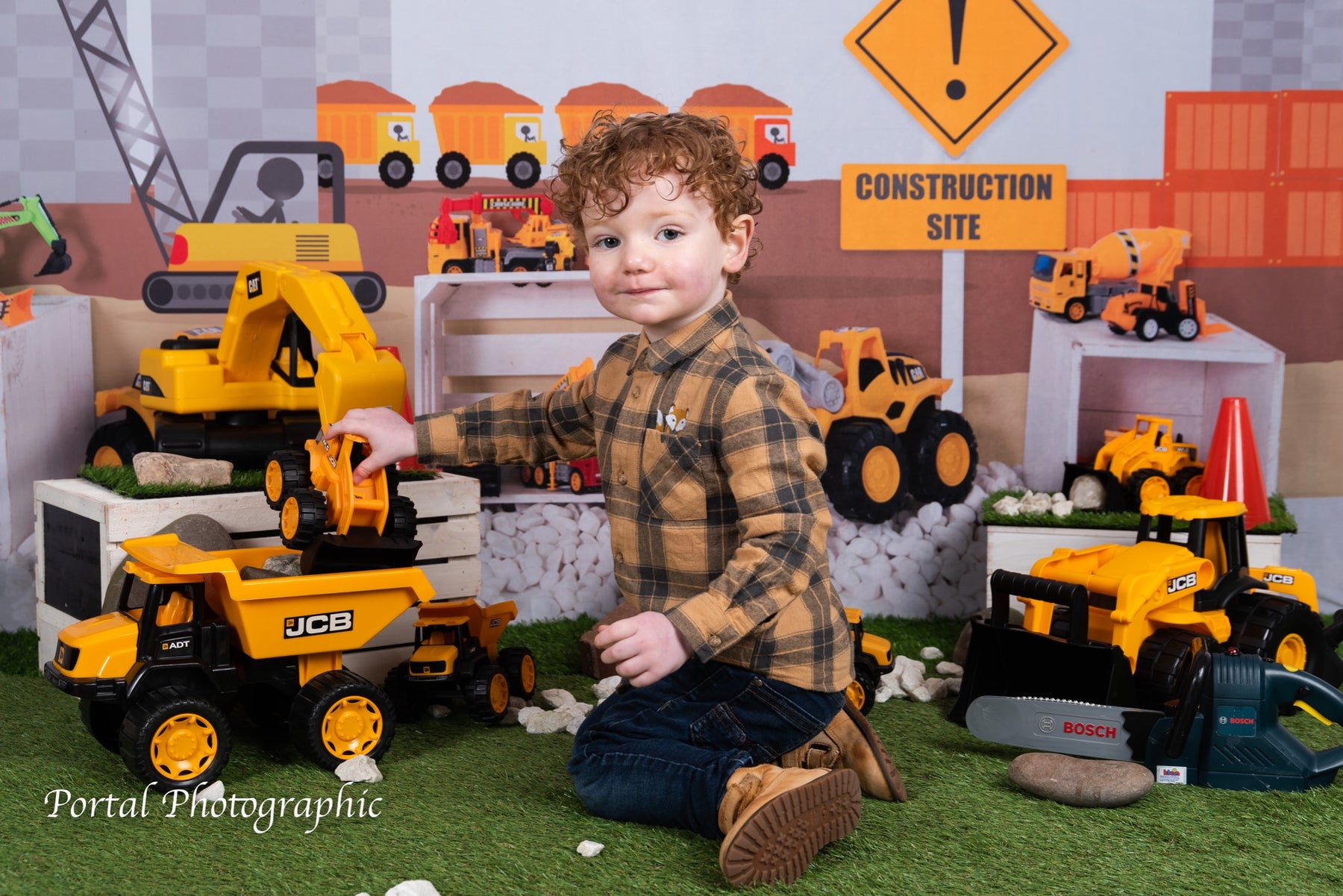 Kids Construction Toy Scene Backdrop