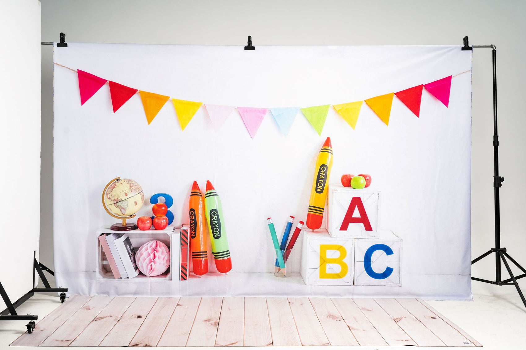 Kate Back to School Backdrop Crayon for Photography
