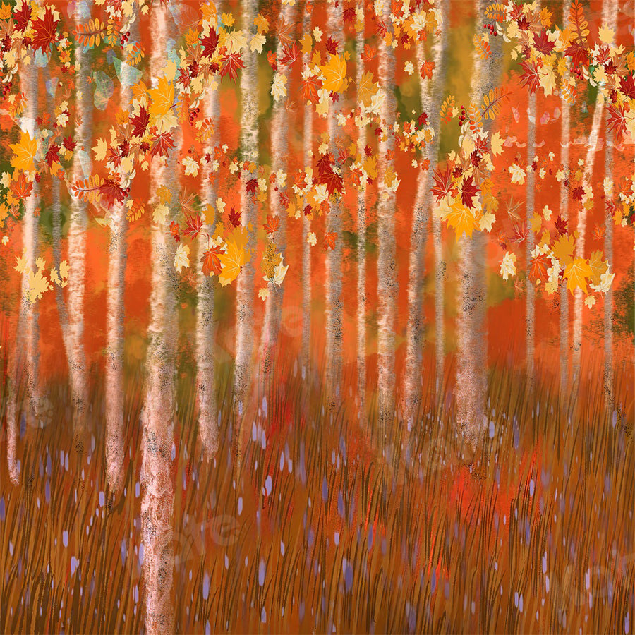 Autumn Birch Forest Digital Backdrop