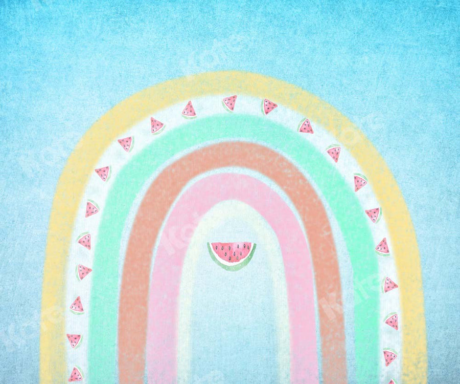 Pastel Rainbow Watermelon Summer Backdrop