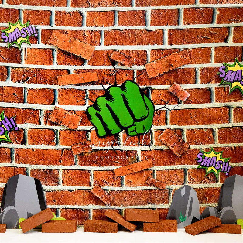 Urban Smash Superhero Brick Wall Backdrop
