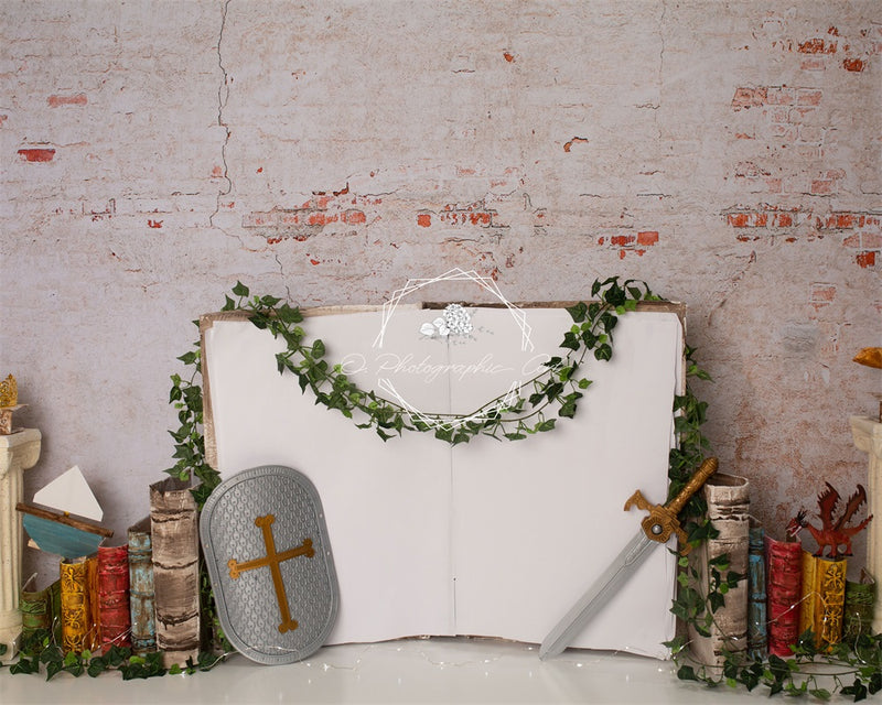 Rustic Vintage Book and Ivy Backdrop