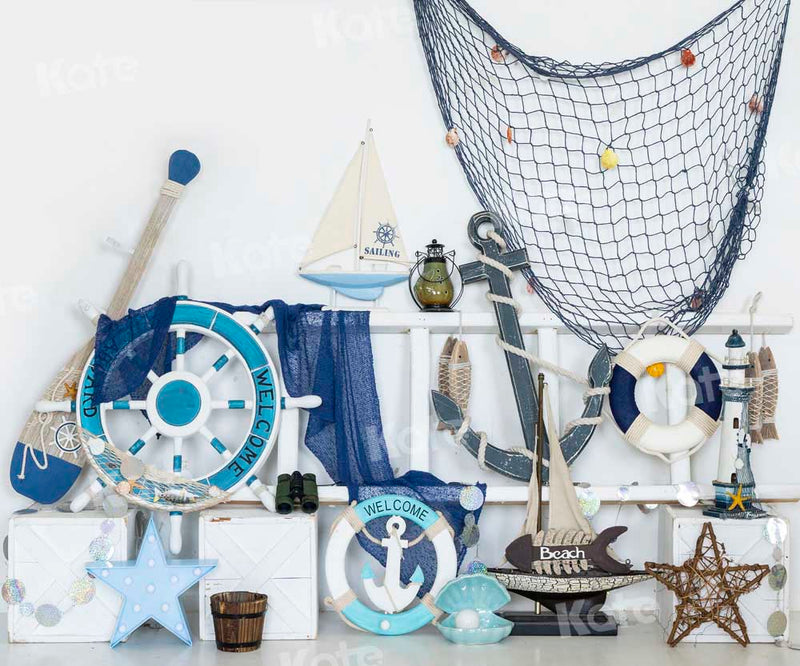 Nautical Coastal Sailing Decor Backdrop