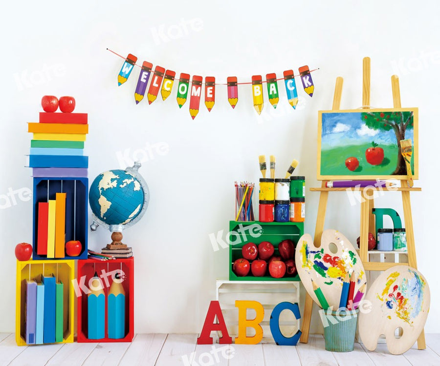 Kate Back to School Backdrop Retro Artist White for Photography