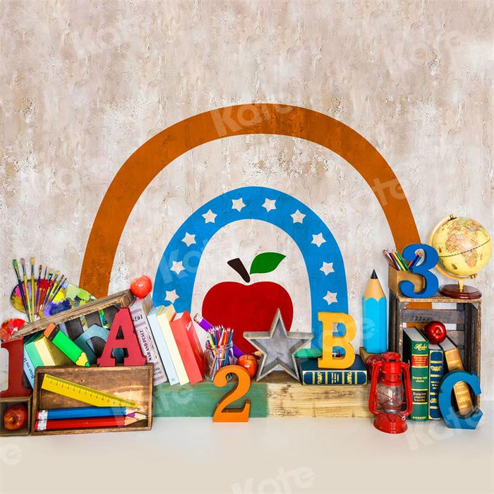 Bright Educational Retro Classroom Backdrop
