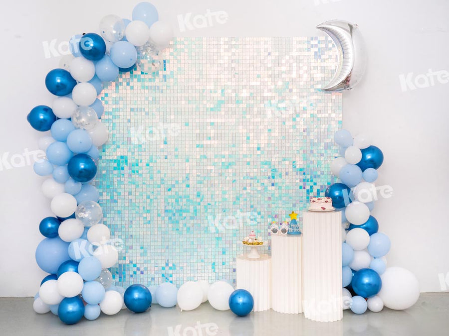 Iridescent Blue Balloon Mosaic Backdrop